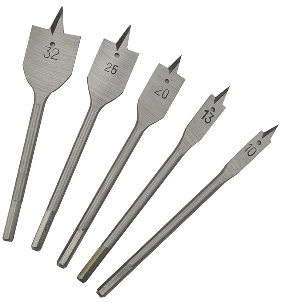 Hex Shank Flat Wood Drill Bit Set 5 Pcs - Screwfix