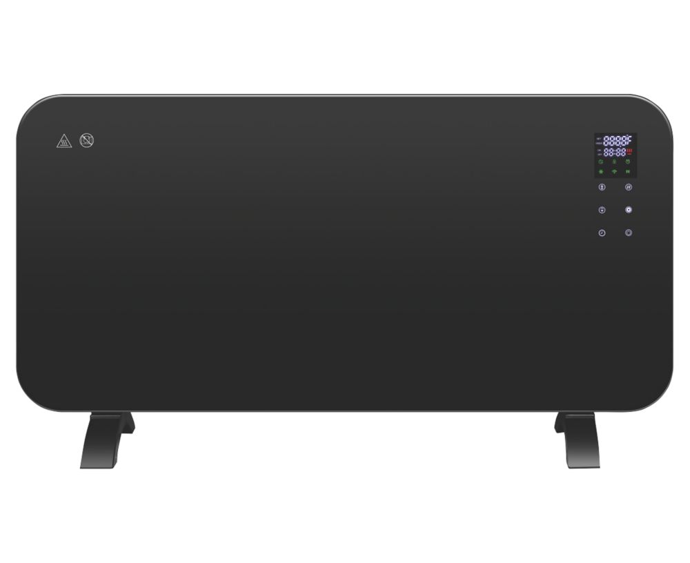 TCP 2kW Electric Portable or Wall-Mounted Glass Panel Heater Black ...