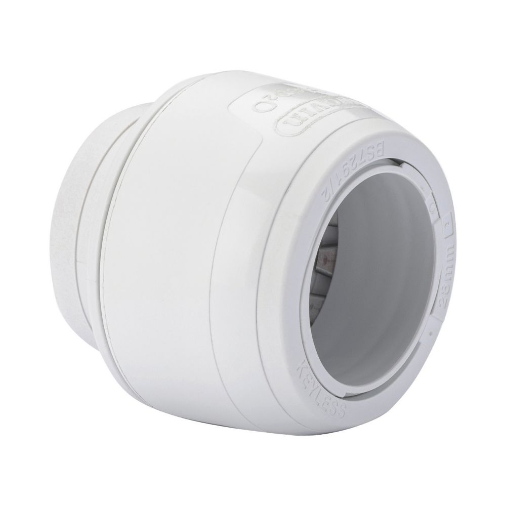 Hep2O Plastic Push-Fit Keyless Stop End 28mm - Screwfix