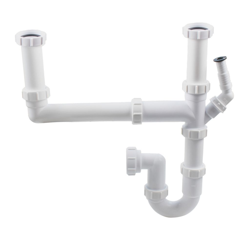 Flomasta Double Sink Waste Kit Gloss White 40mm - Screwfix