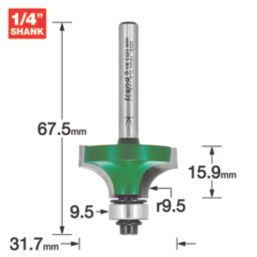 Trend C078X1/4TC 1/4" Rounding-Over Router Cutter 31.7mm x 15.9mm ...