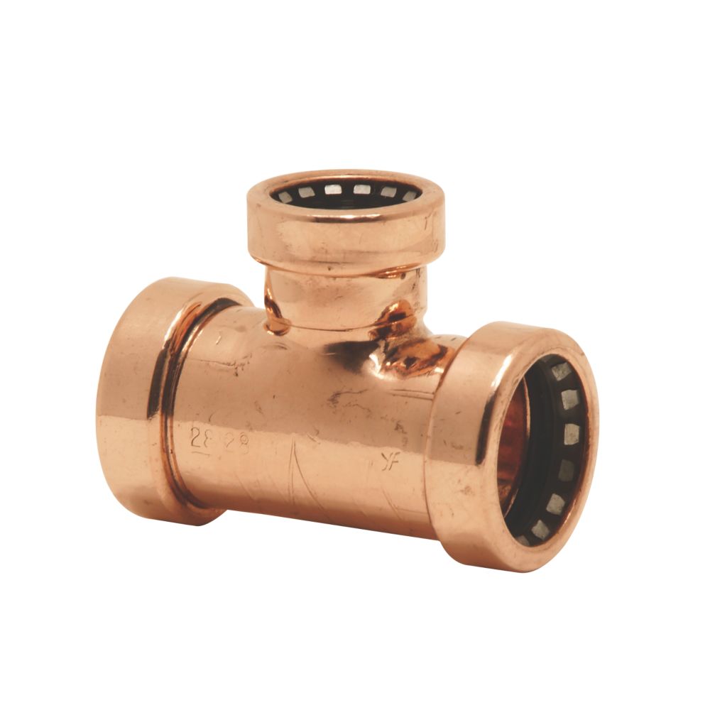 Tectite Sprint Copper Push-Fit Reducing Tee 28mm x 28mm x 22mm - Screwfix