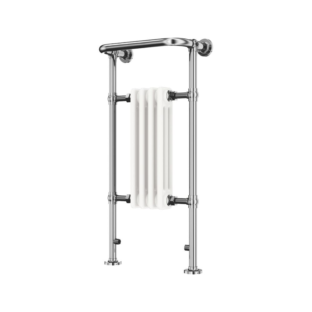 Flomasta 952mm x 479mm 907BTU White / Chrome Steel Traditional Towel ...