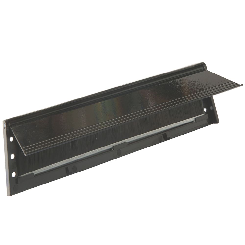 Stormguard Brush Letter Plate Black 292mm x 75mm - Screwfix