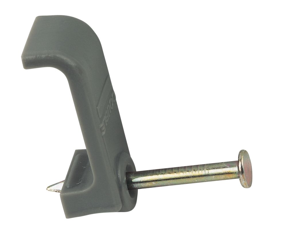 Tower Grey Flat Double Twin & Earth Cable Clips 2.5mm 100 Pack - Screwfix