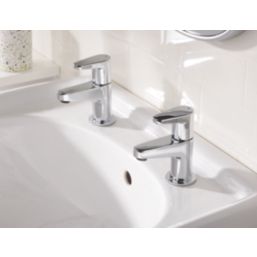 Bristan Quest Chrome 110mm Cloakroom Lever 2 Tap Holes Basin Pillar Tap ...