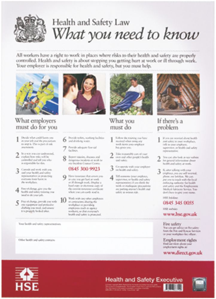 "Health & Safety Law" Poster 600mm x 420mm - Screwfix