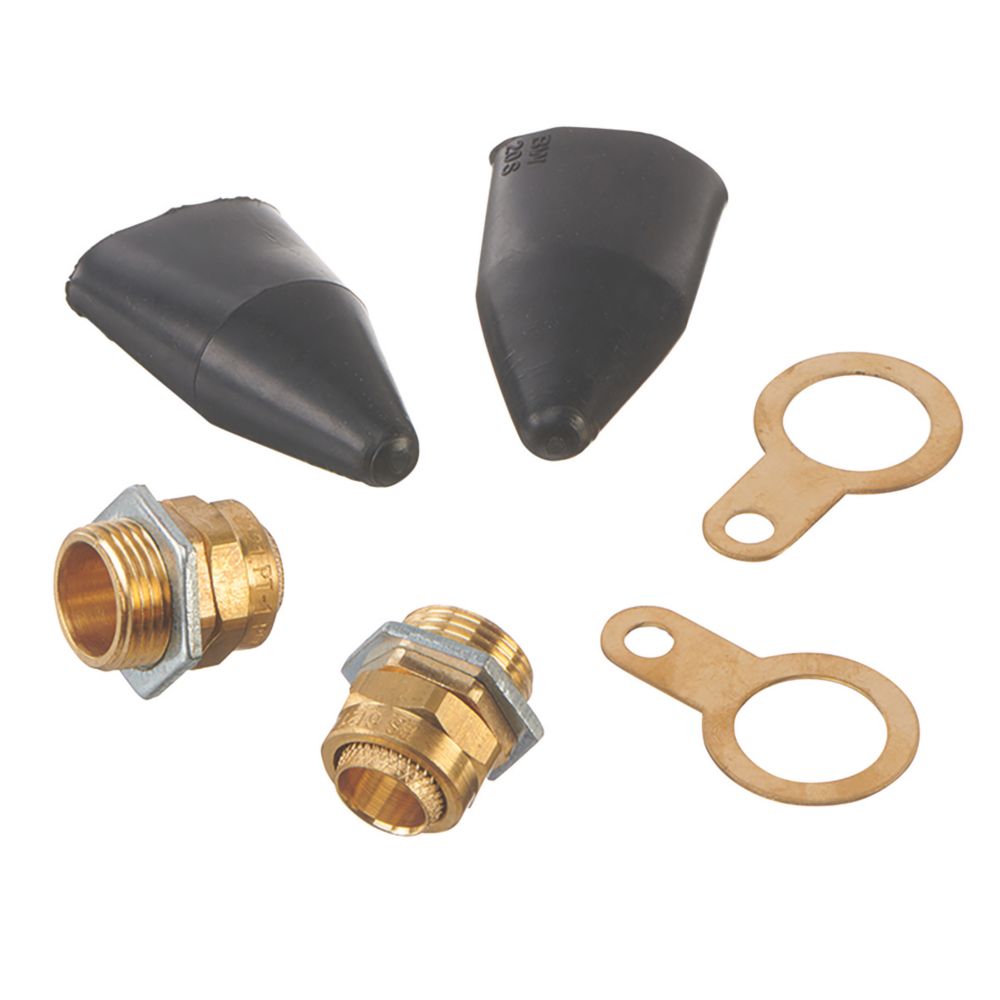 Vimark Brass Internal Gland Kit Short 20mm Black 2 Pack - Screwfix