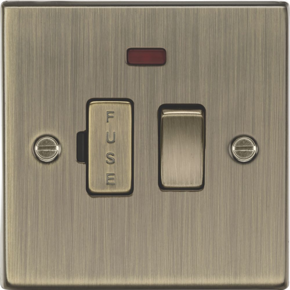 Knightsbridge 13A Switched Fused Spur with LED Antique Brass - Screwfix