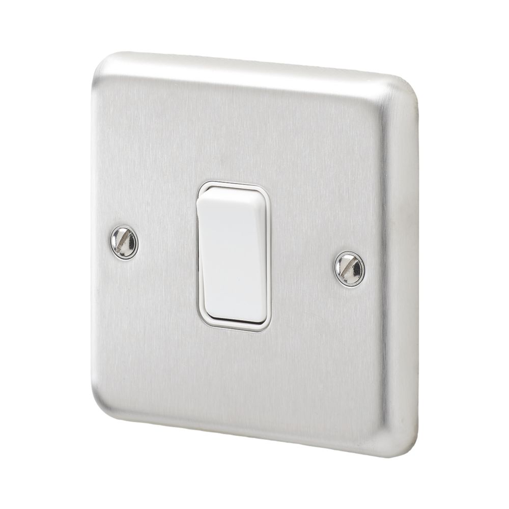 MK Contoura 10A 1-Gang 2-Way Switch Brushed Stainless Steel with White ...