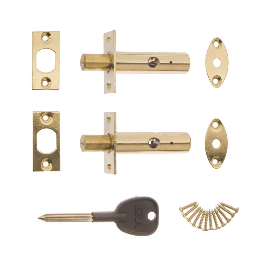 ERA Brass Concealed Door Security Bolts 78mm Brass 2 Pack - Screwfix