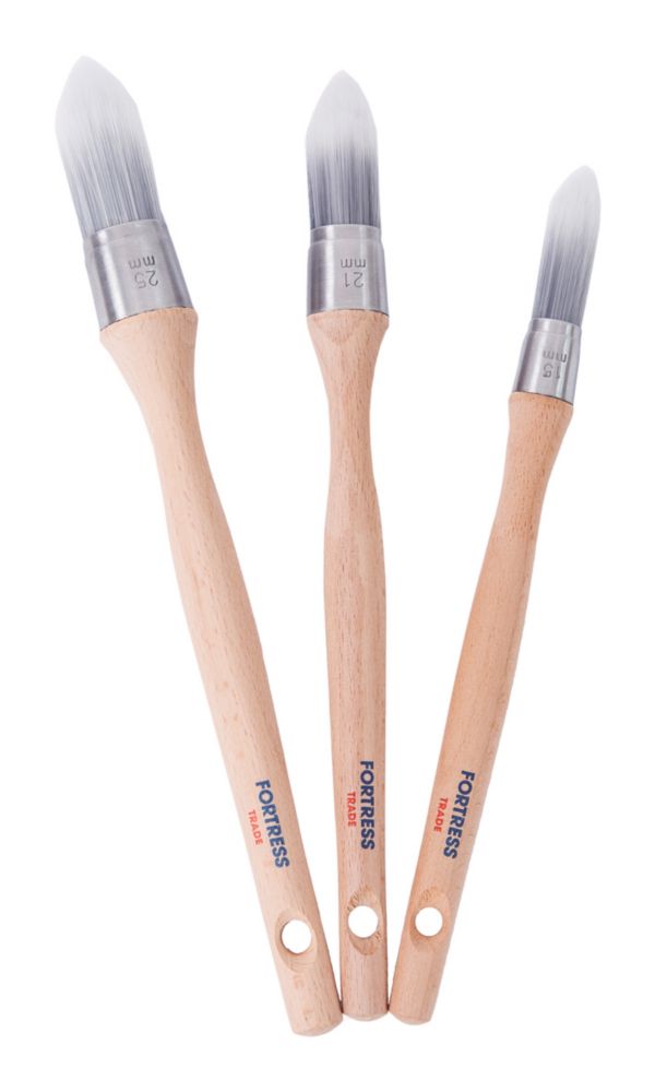 Fortress Trade Round Paint Brush Set 3 Pieces - Screwfix