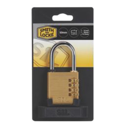 Smith & Locke Combination Padlock Brass 50mm - Screwfix