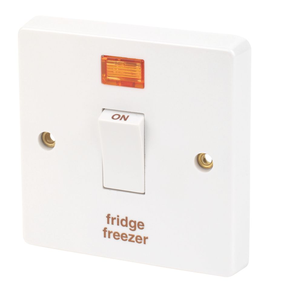 Crabtree Capital 20A 1-Gang DP Fridge Freezer Switch White with Neon ...