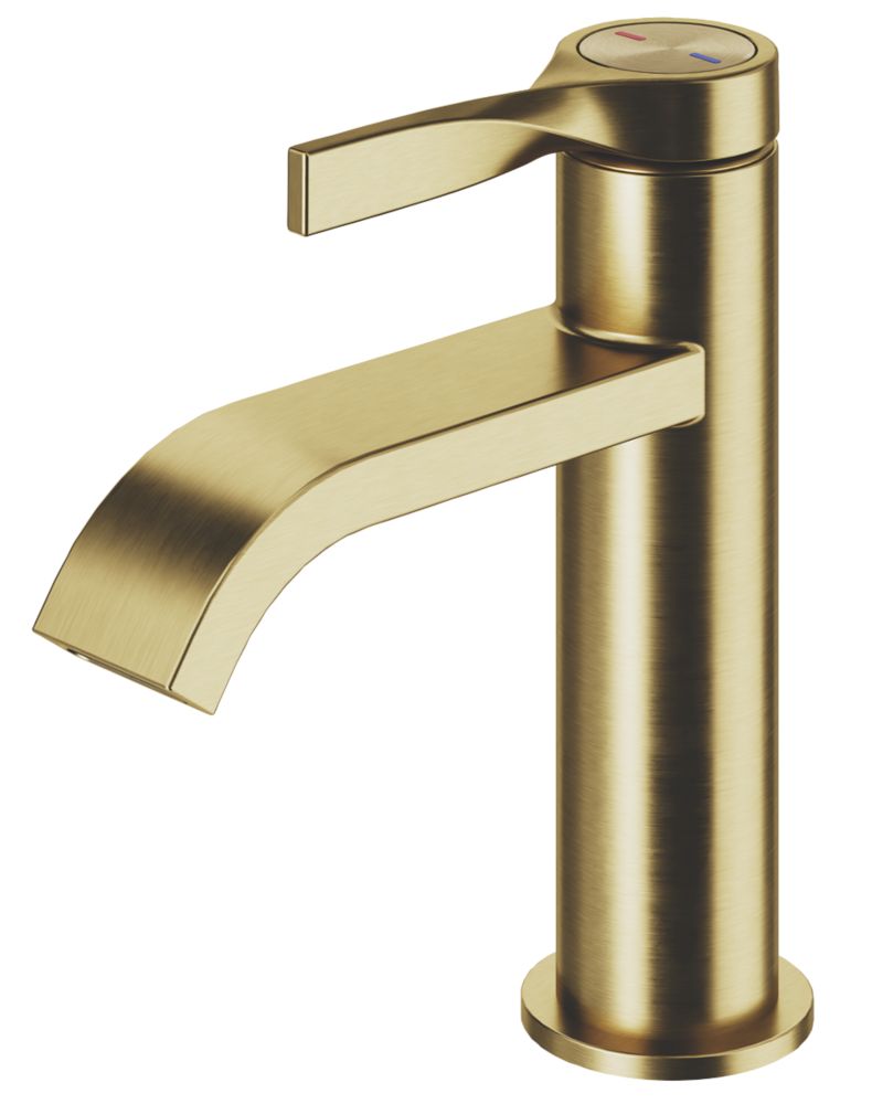 Swirl Ayre Brushed Brass 165mm Standard Lever Mono Basin Mixer Tap With ...