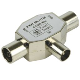 Labgear Coax (Male) to F-Plug (Male) 2-Way T-Splitter - Screwfix
