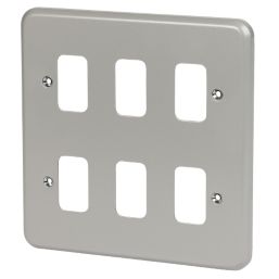 MK Grid Plus 6-Module Grid Faceplate Grey - Screwfix