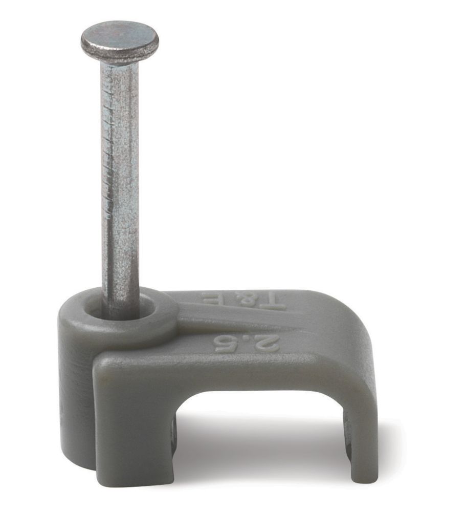 Time Grey Flat Single Cable Clips 2.5mm² 100 Pack - Screwfix