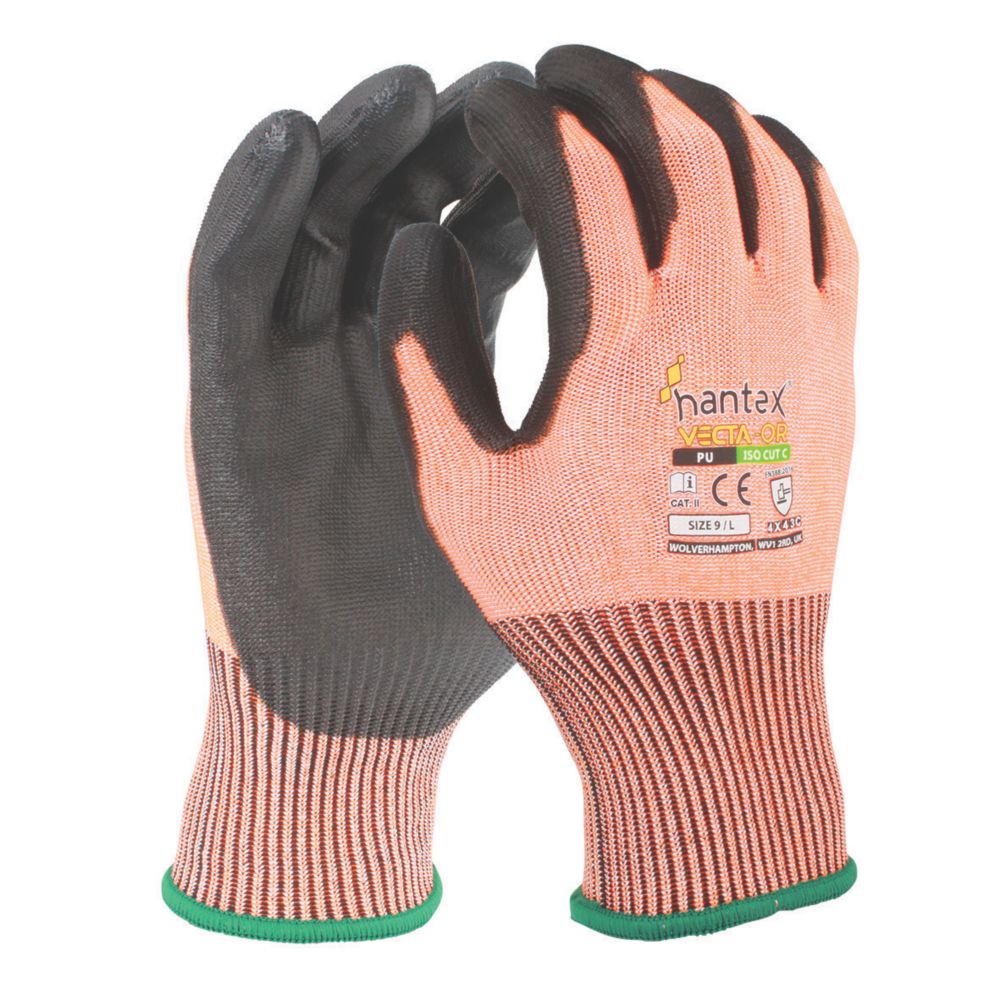 UCI Hantex Vecta Colour Coded Cut-Resistant Gloves Orange/Black Large ...