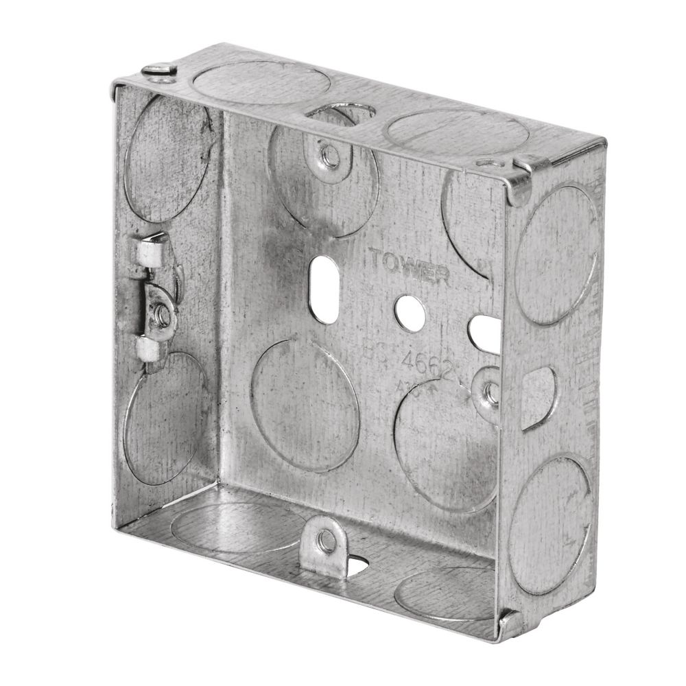 Tower 1-Gang Galvanised Steel Knockout Back Box 25mm - Screwfix