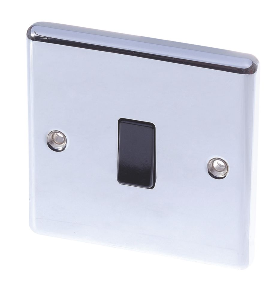 LAP 10AX 1-Gang 2-Way Light Switch Polished Chrome with Black Inserts ...
