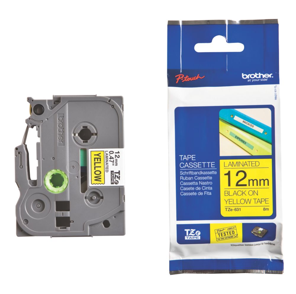 Brother E631 Labelling Tape 12mm x 8m - Screwfix