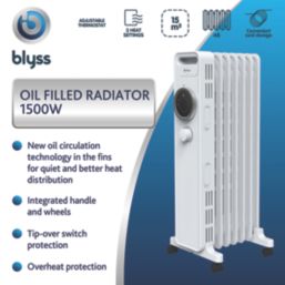 Blyss NY1507-24M 1500W Electric Portable Oil-Filled Radiator White ...