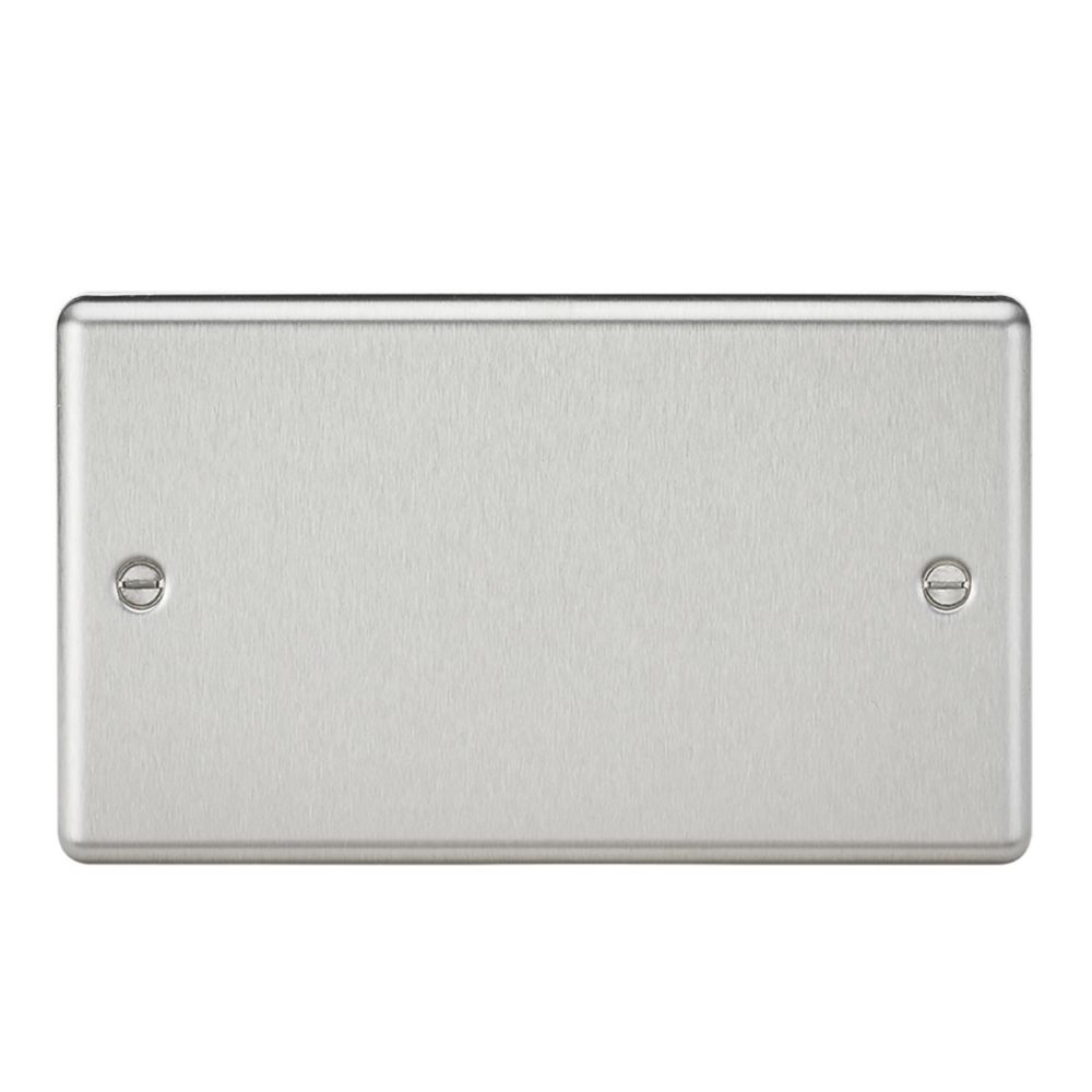 Knightsbridge 2-Gang Blanking Plate Brushed Chrome - Screwfix