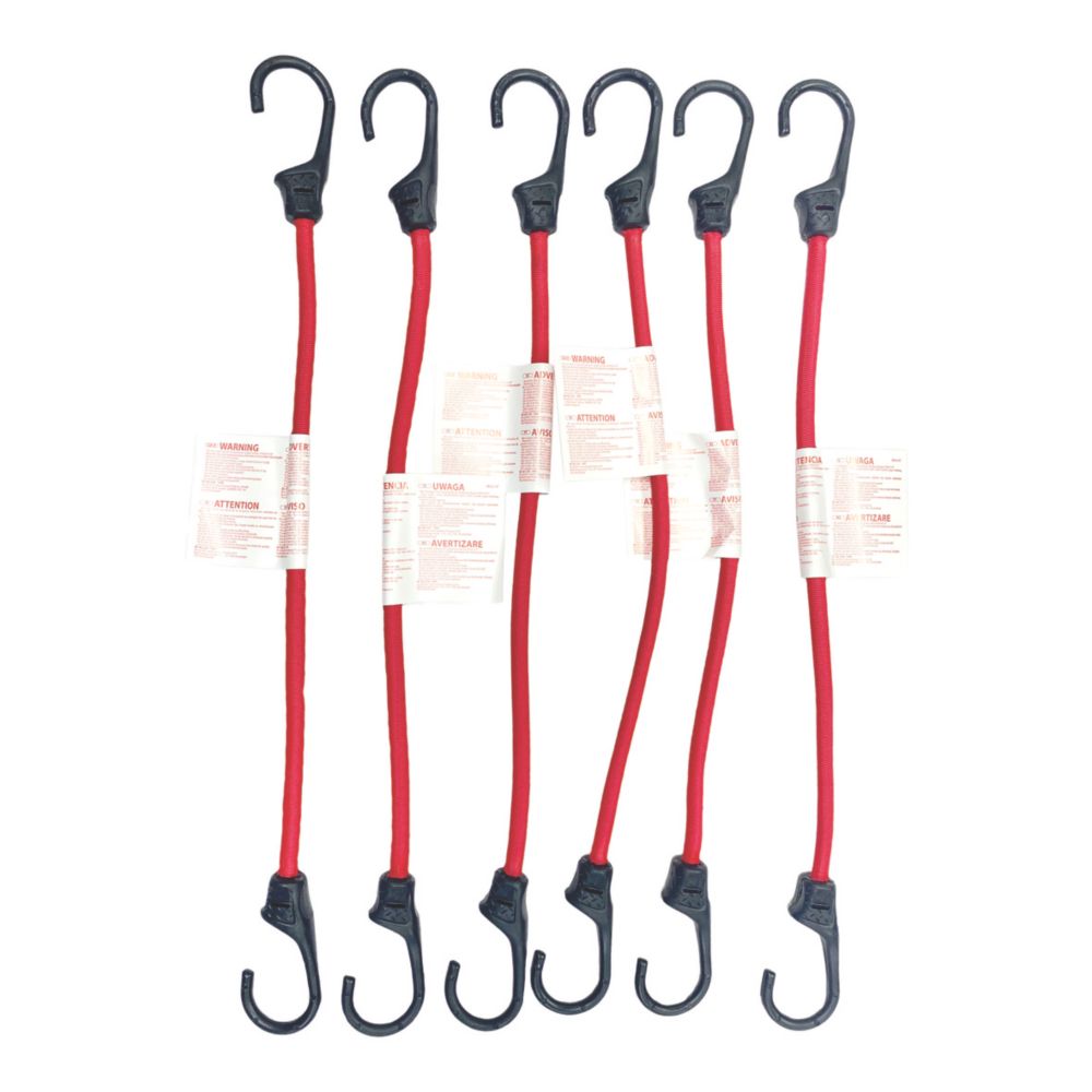 Smith & Locke Heavy Duty Red Bungee Cords 400mm x 8mm 6 Pack - Screwfix