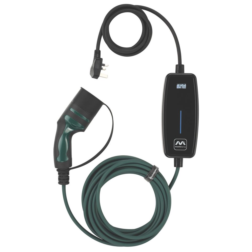 Masterplug 10A 2.4kW Mode 2 Type 2 Plug Portable EV Charger 10m - Screwfix