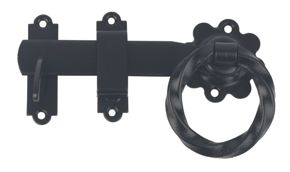 GateMate Twisted Ring Gate Latch Black 190mm - Screwfix