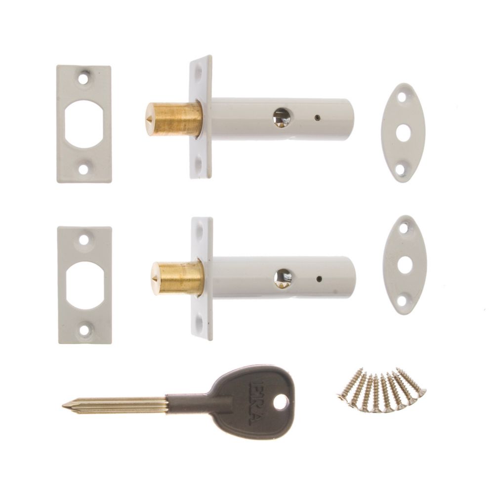 ERA Brass Concealed Door Security Bolts 78mm White 2 Pack - Screwfix