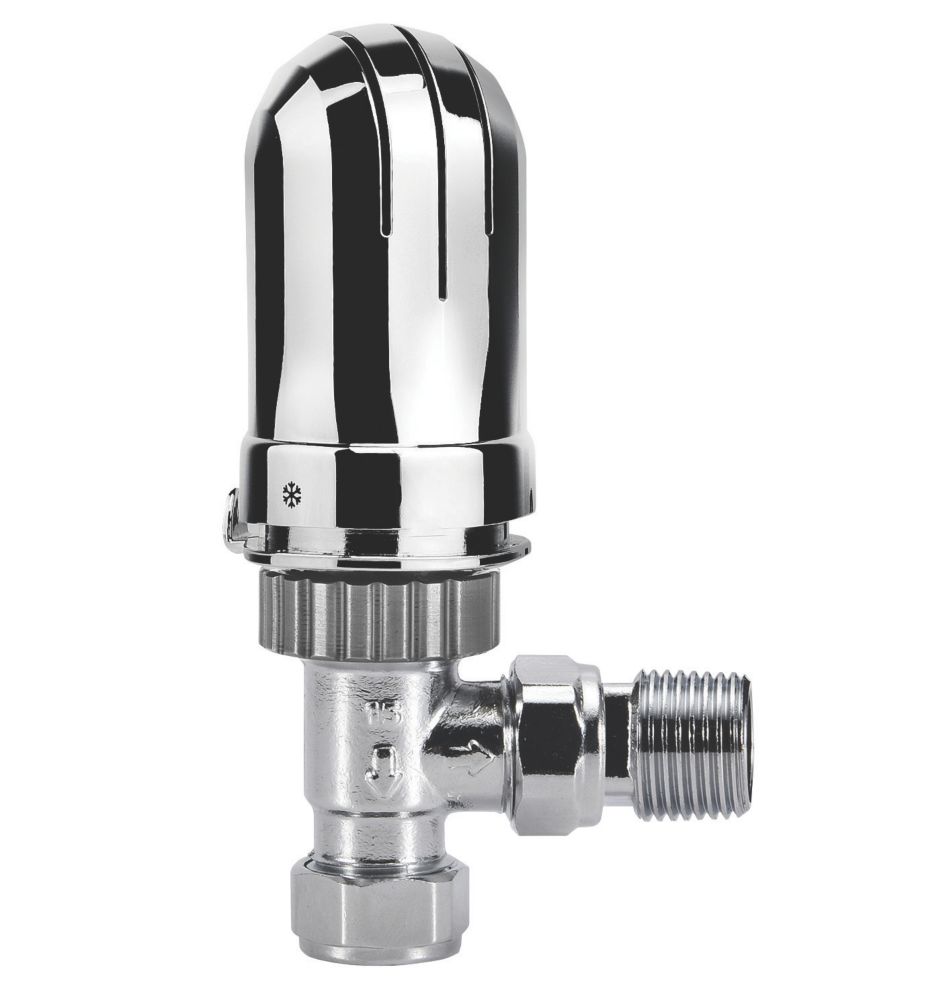 Flomasta 1/2" x 15mm Chrome Angled Modern Thermostatic Radiator Valve ...