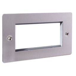 LAP 4-Module Modular Faceplate Brushed Stainless Steel - Screwfix