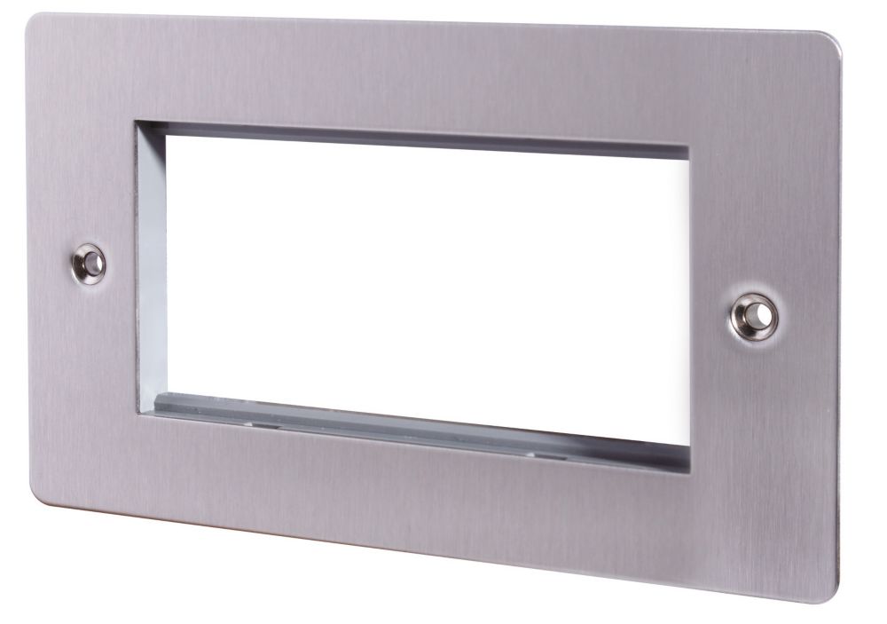 LAP 4-Module Modular Faceplate Brushed Stainless Steel - Screwfix