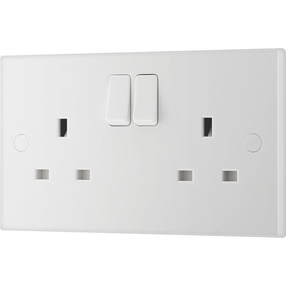 British General 900 Series 13A 2-Gang DP Switched Plug Socket White ...