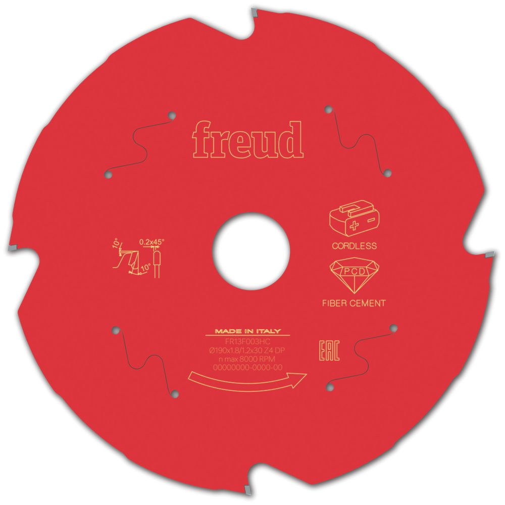 Freud F03FS10097 Fibre Cement Circular Saw Blade 190mm x 30mm 4T - Screwfix