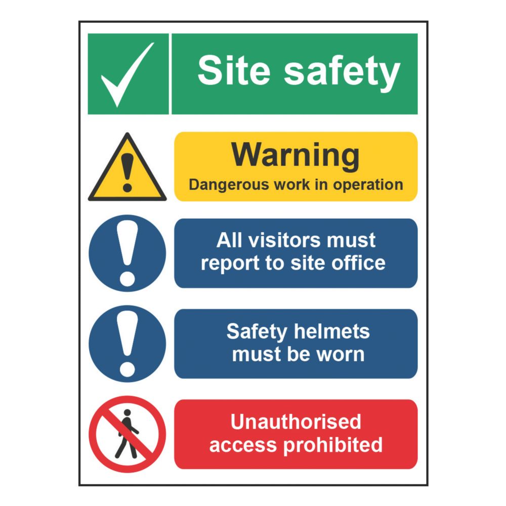 Essentials "Site Safety" Notice 400mm x 300mm - Screwfix