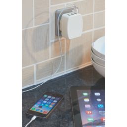 Masterplug 3-Outlet Type A Plug-In USB Charging Plug Adaptor 3.4A ...