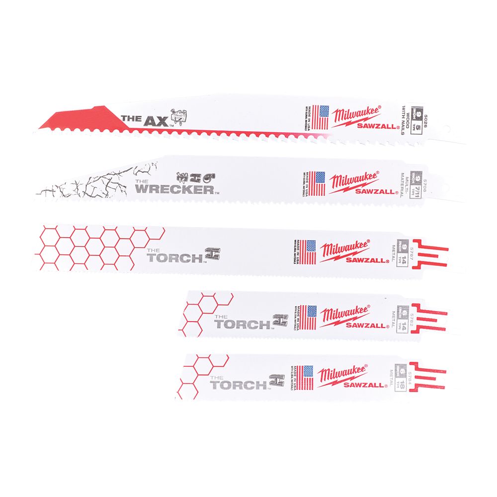 Milwaukee Sawzall 49222205 Multi-Material Demolition Blade Set 5 Pieces ...