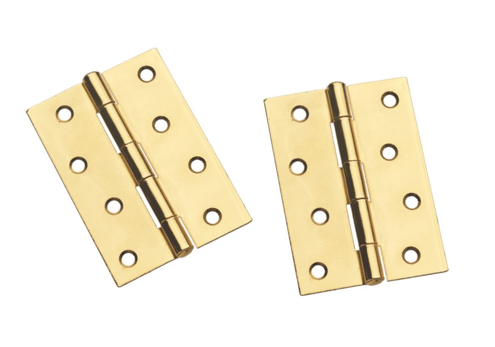 Smith & Locke Polished Brass Fixed Pin Butt Hinges 100mm x 71mm 2 Pack ...