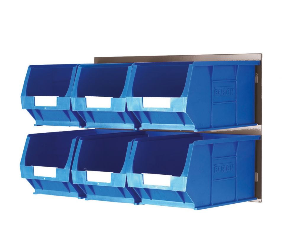 TC3 6 PC Wall Mountable Bin Kit Blue | Garage Storage | Screwfix.ie
