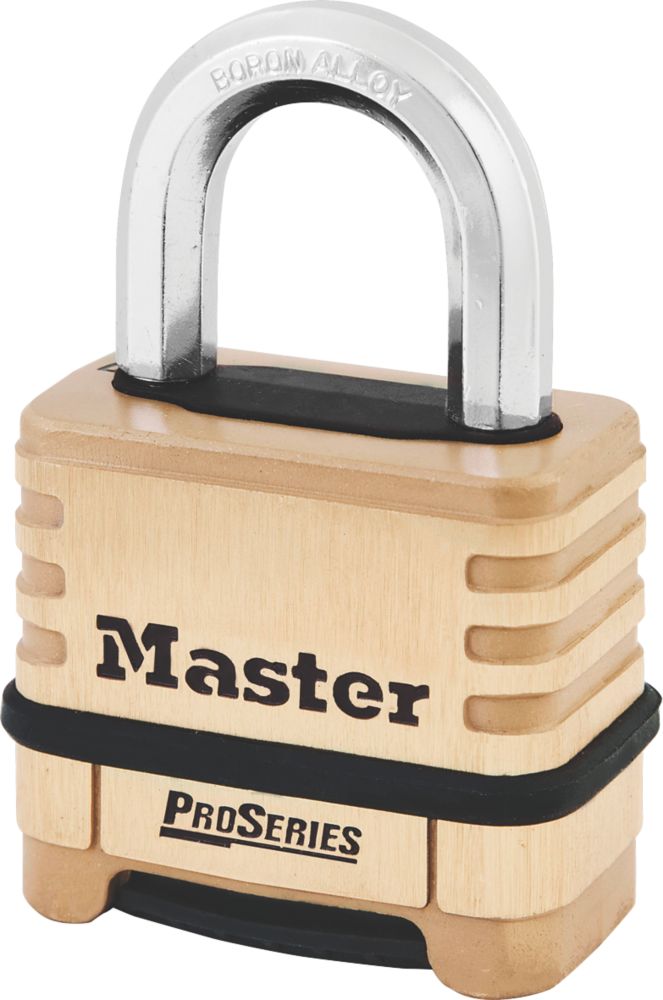 Master Lock Weatherproof Combination Padlock Brass 58mm - Screwfix