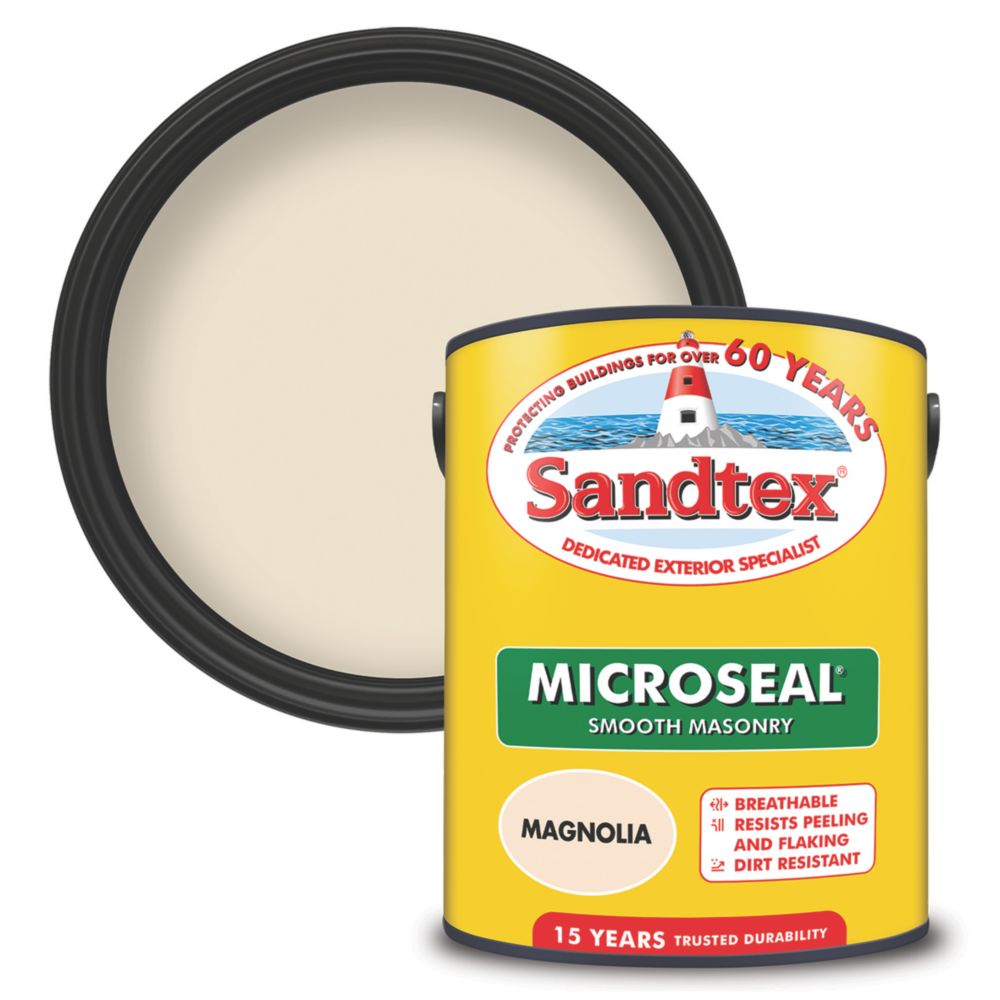 Sandtex 5Ltr Ultra Smooth Magnolia Masonry Paint - Screwfix