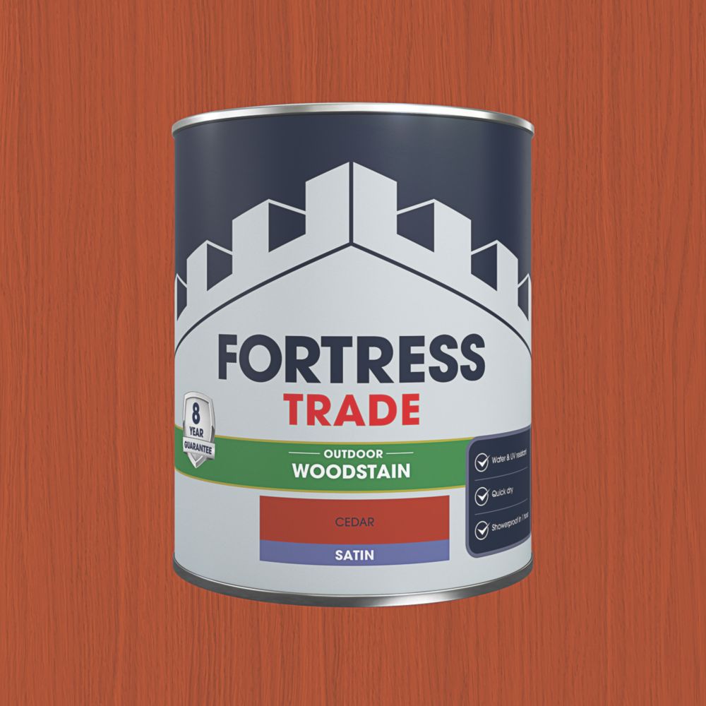 Fortress Trade 750ml Cedar Satin Water-Based Exterior Wood Stain - Screwfix