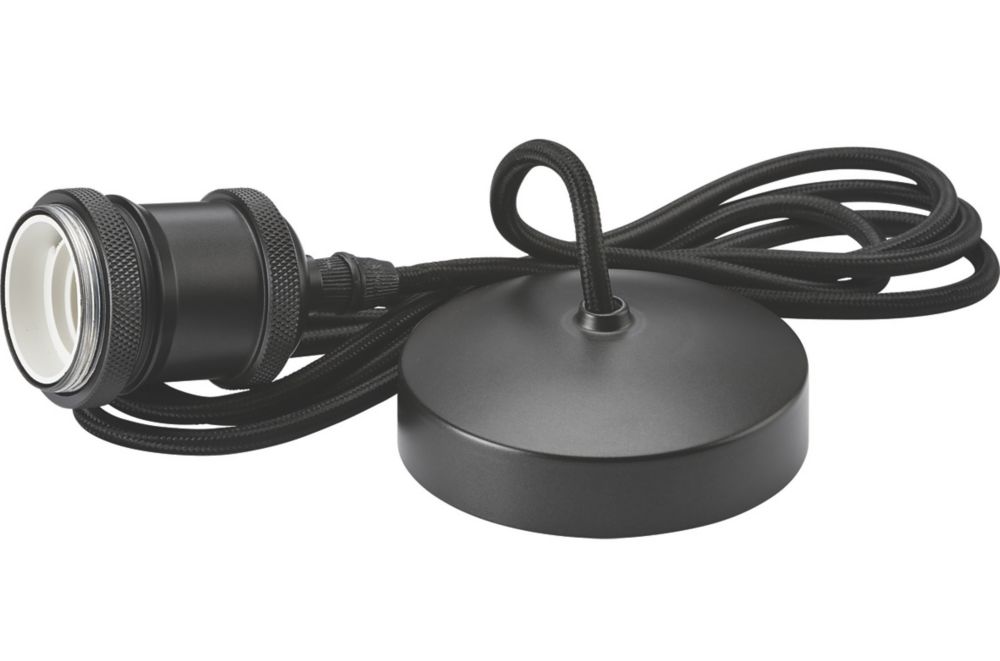 Knightsbridge Vintage 1.8m Pendant Set Light Fitting E27 Smoked Bronze ...