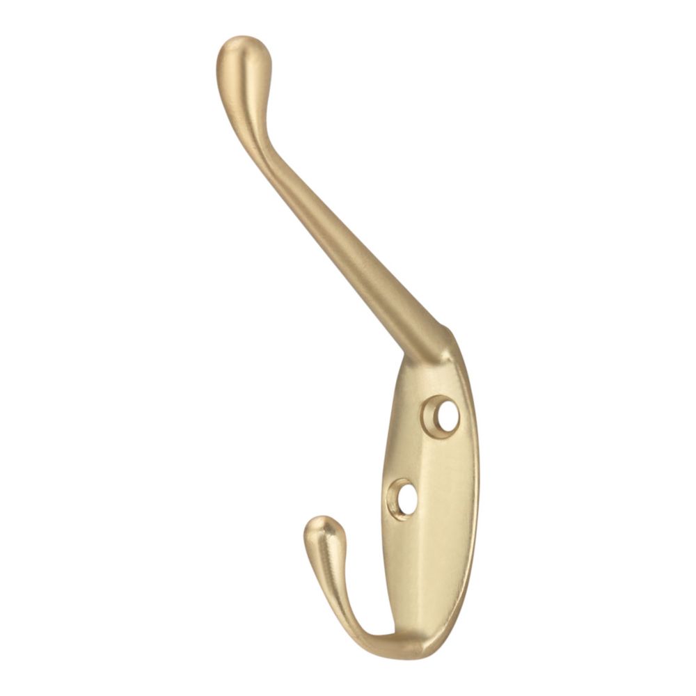 Essentials Coat & Hat Hook Brushed Brass 86mm - Screwfix