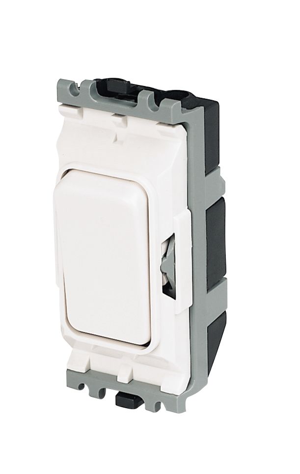 MK Grid Plus 20A 2-Way Grid Light Switch White with Colour-Matched ...