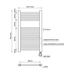 Flomasta 700mm x 400mm 511BTU Chrome Flat Electric Towel Radiator ...