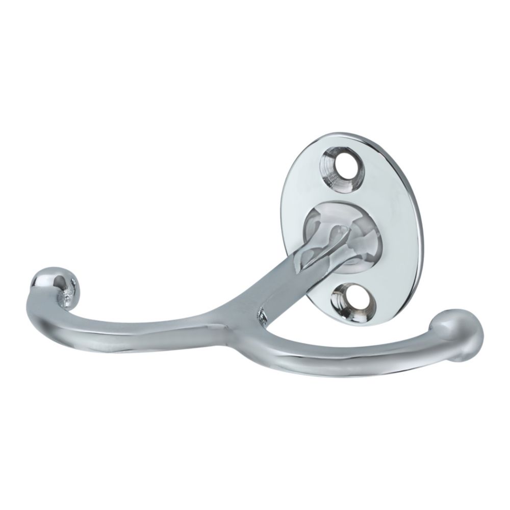 Essentials Double Hook Polished Chrome 63.5mm - Screwfix